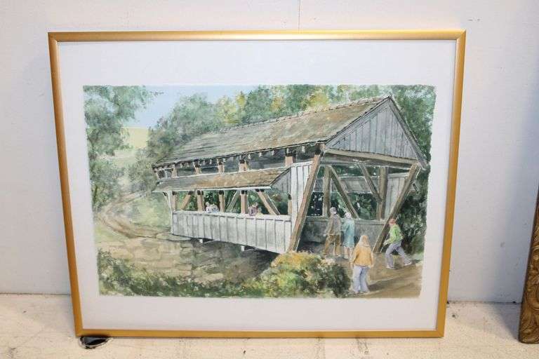 P. Callahan Covered Bridge Watercolor - Auction Ohio