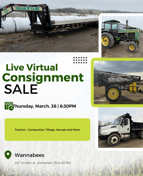 Live Virtual March 26th Equipment Auction Sale Time 6:30PM - Auction Ohio
