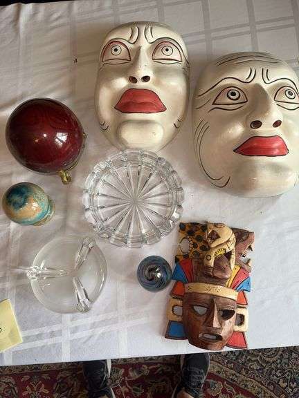 Alabaster paperweight, glass paperweight, masks, and more - Auction Ohio