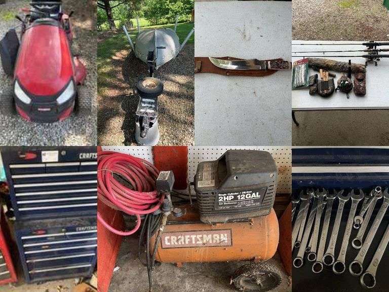 GARAGE AUCTION - CRAFTSMAN TOOLS, MOWWERS, UPRIGHT TOOL BOOXES & SHOP ...