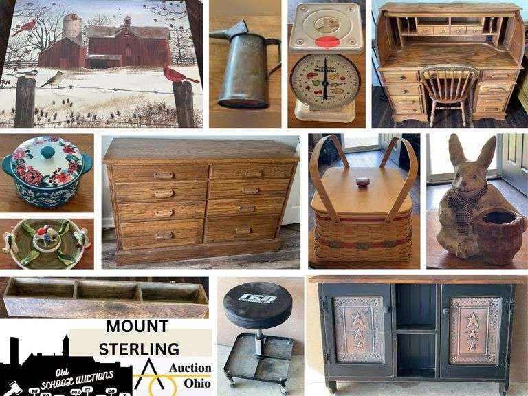 MT. STERLING: Roll Top Desk, Longaberger, Dresser, Side Stands, Country ...
