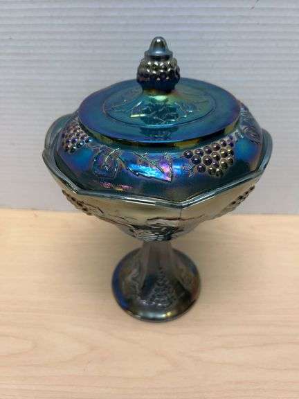 David Henderson Signed Oil Paintings, Blue Carnival Glass, Vintage ...