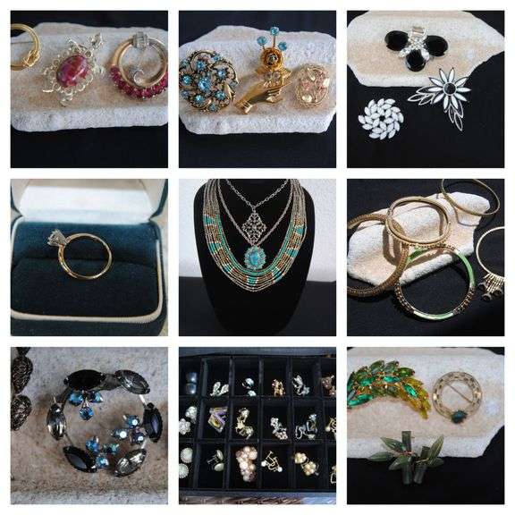 14K Gold, Sterling Silver and Vintage Fine Costume Jewelry, To Include ...