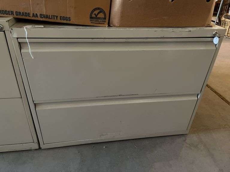 Two-Drawer Horizontal Filing Cabinet - Locking with Key - Apexx Auctions