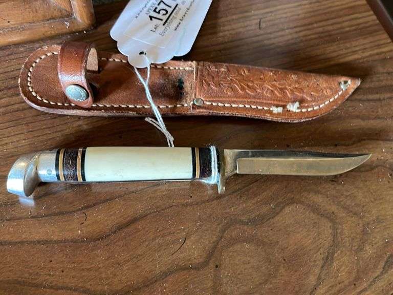 Western Mini Buck Knife with Leather Sheath - Apexx Auctions