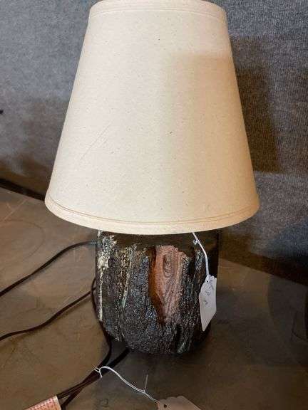 Natural Wood Base Table Lamp - Apexx Auctions