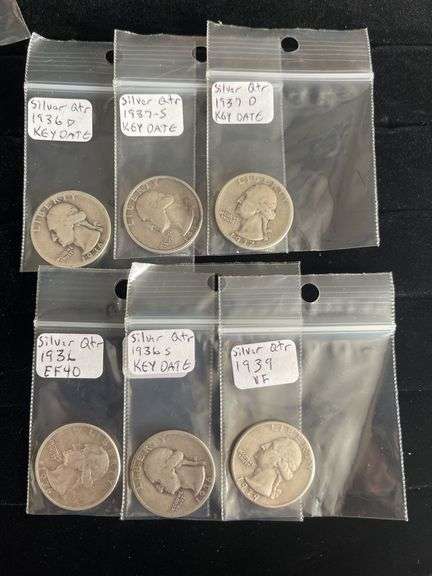 Six Key Date Silver Quarters - Apexx Auctions