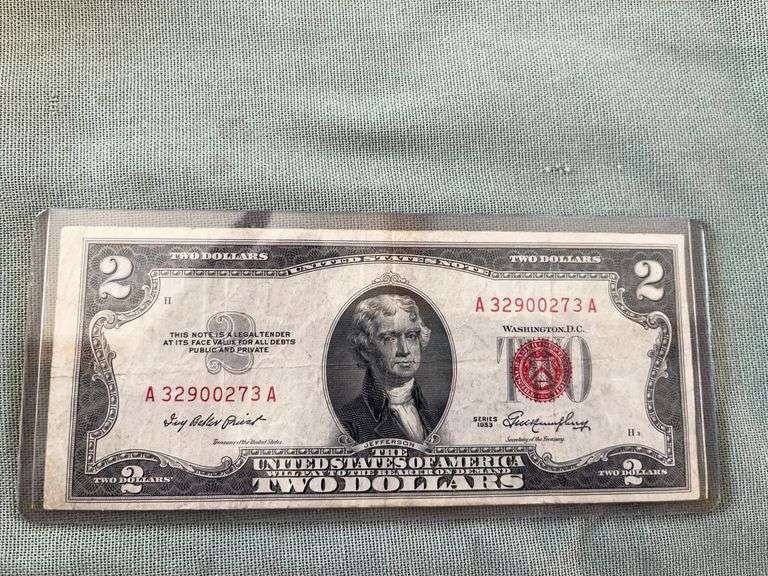 U.S. Two Dollar Note. 1953. Red Seal - Apexx Auctions