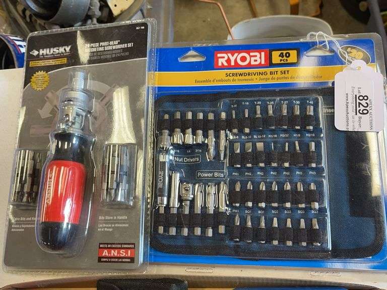 Ryobi Screwdriving Bit Set with Husky Ratcheting Screwdriver - New in ...