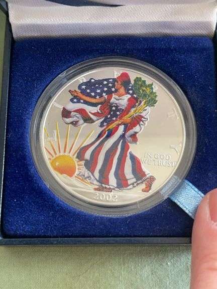 2002 Colorized Walking Liberty 1oz Silver Coin - Apexx Auctions