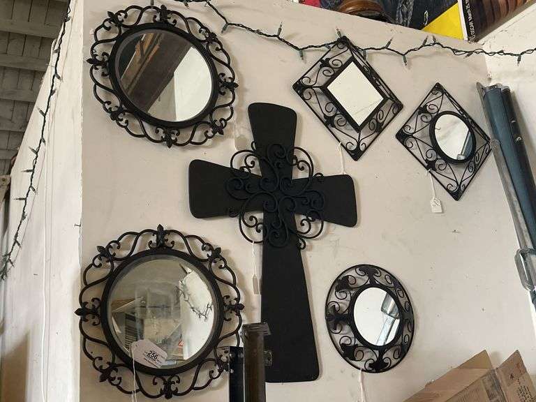 Wall Hung Cross with Decorative Mirrors - Apexx Auctions