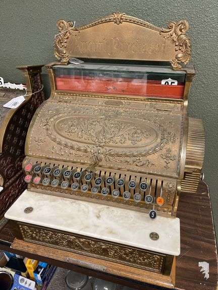 Antique Brass National Cash Register - Apexx Auctions
