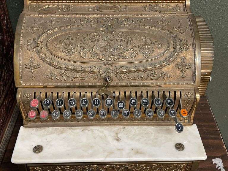 Antique Brass National Cash Register - Apexx Auctions