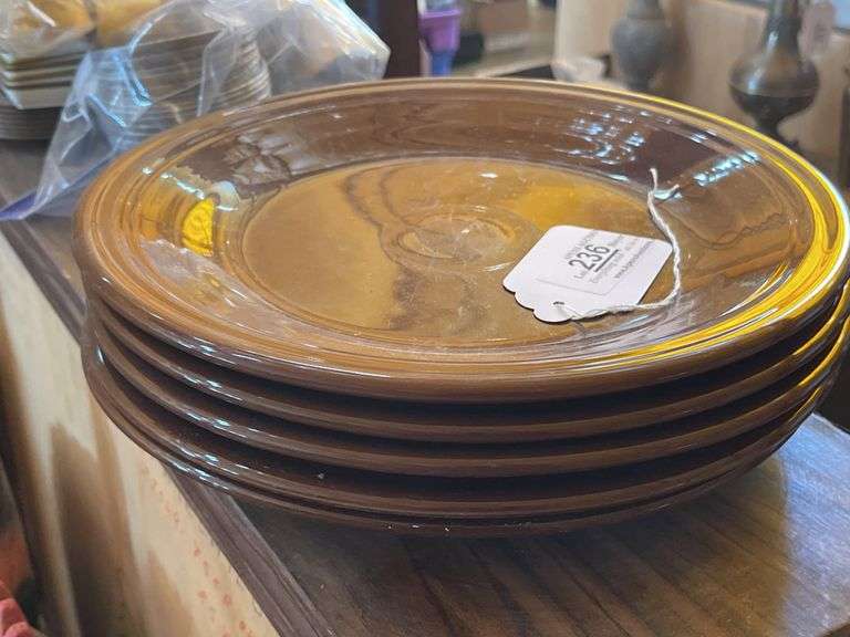 Five Brown Fiestaware Plates - Apexx Auctions