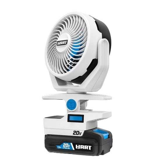 Hart 20-Volt 4-Inch Clamp Fan Kit (1) 20-Volt Lithium-Ion Battery ...