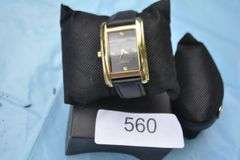 XAVIER DIAMOND QUARTZ GOLD TANK CASE WITH LEATHER BAND RETAIL $149 ...