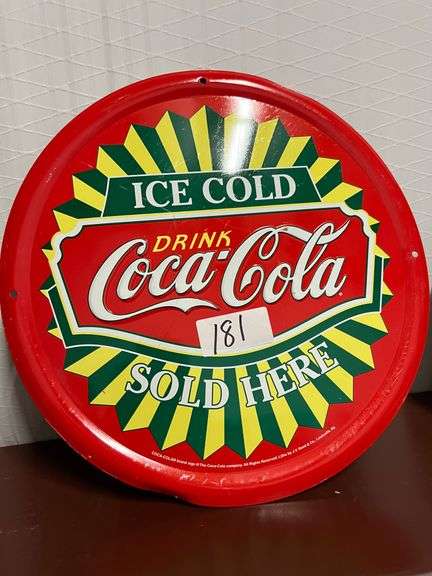 Vintage Round Tin Coca Cola Sign - Auction HUB Texas