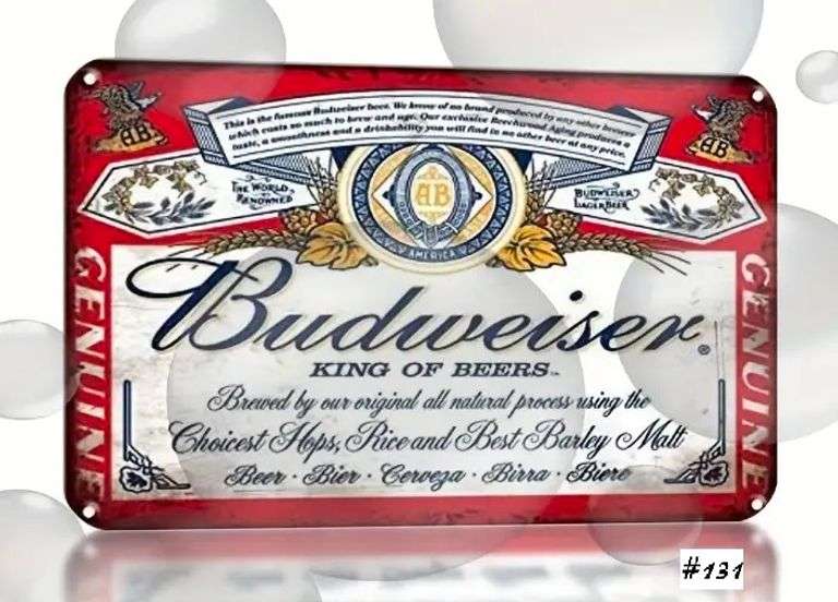 Budweiser King Of Beer Metal Sign - Auction HUB Texas