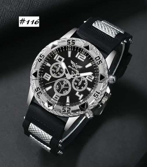 Zhowe 3-Dial Quartz Black Dial Men Watch - Auction HUB Texas