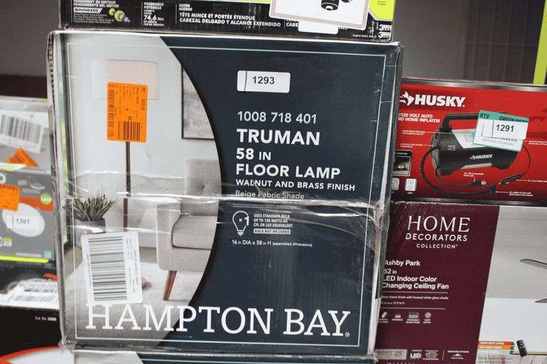 MSRP: $109.97] Truman 58 in. Walnut and Brass Floor Lamp - Auction HUB ...