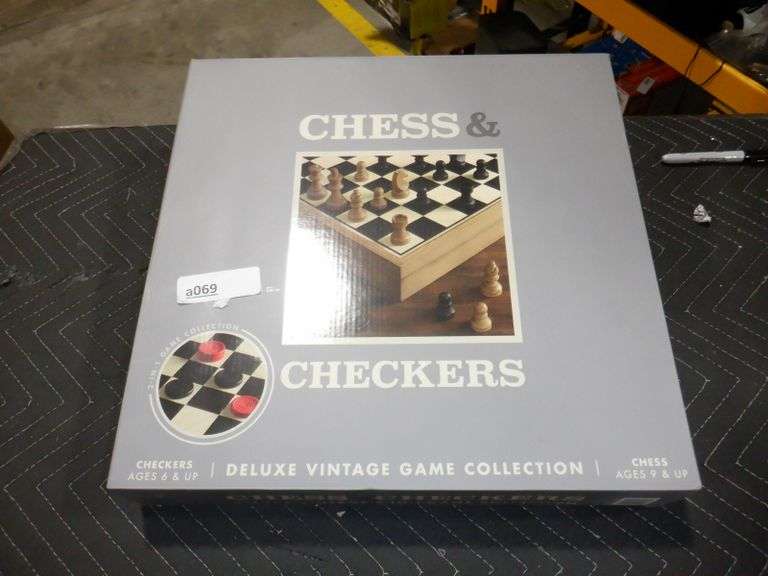 Chess & Checkers Game Set Deluxe Vintage Game Collection Wood Gift ...