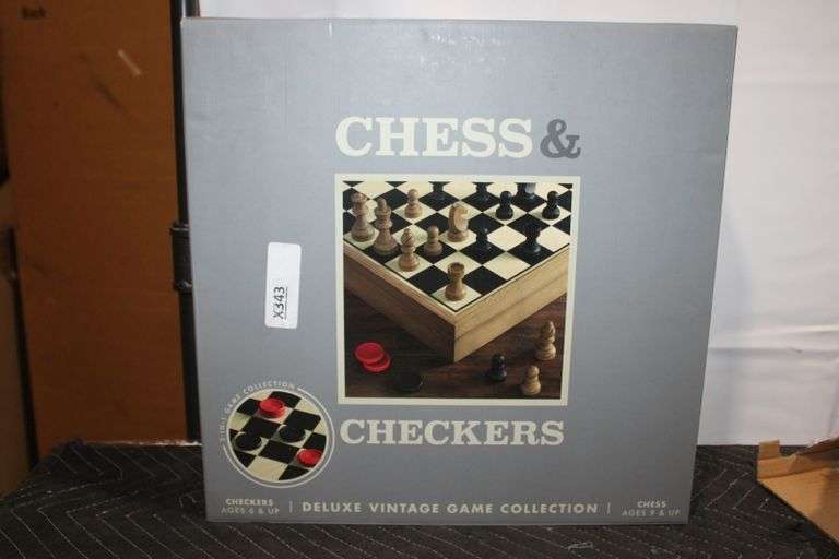 Chess & Checkers Game Set Deluxe Vintage Game Collection Wood Gift ...