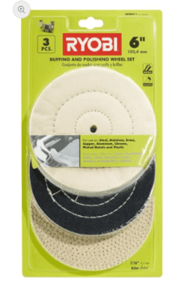 Ryobi Buffing Wheel Set 3 Pc. 6 In. Sisal Denim Cushion Sewn Polishing ...
