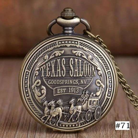 Texas Saloon Goodsprings Quartz Pocket Watch - Auction HUB Texas