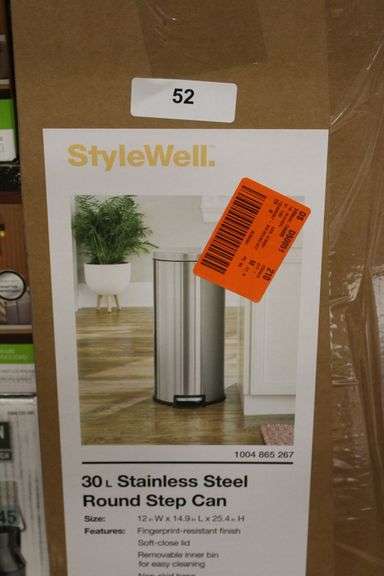 [MSRP: $39.97] StyleWell 8 Gal. Stainless Steel Round Step-On Trash Can ...
