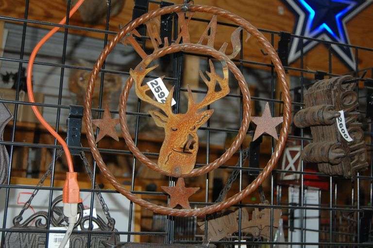 APROX 12" STEEL DEER HEAD TEXAS SIGN - Auction HUB Texas