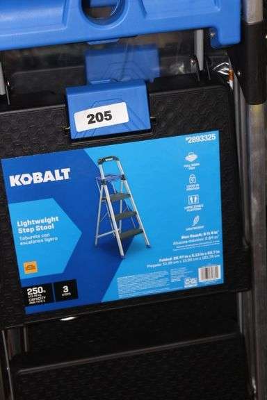 MSRP: $84.00] Kobalt 3-Step 250-lb Capacity Gray Aluminum Foldable Step ...