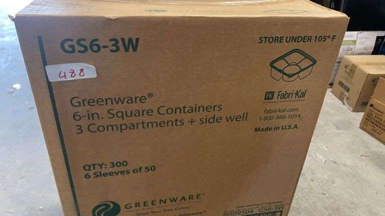 Fabri-Kal Greenware 6" Sqaure Containers - Auction HUB Texas