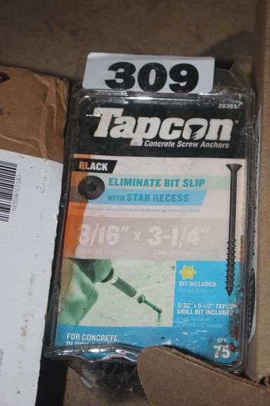 Tapcon 28393 Concrete Screws 3/16" X 3-1/4" L Star Bugle Head High/Low ...