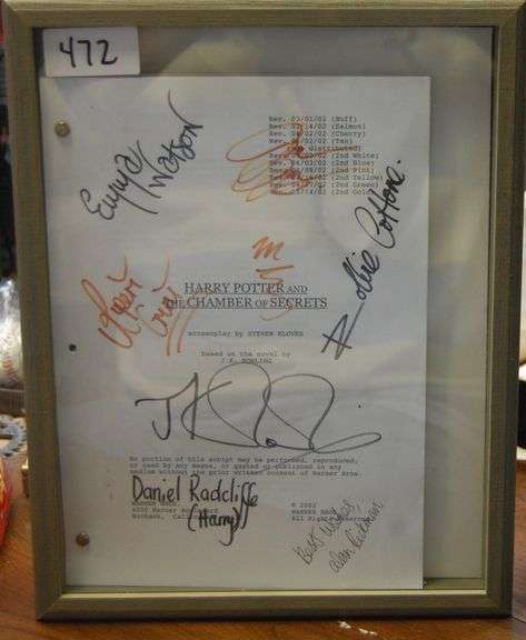 HARRY POTTER AND THE CHAMBER OF SECRETS SCREENPLAY AUTOGRAPHED BY JK ...