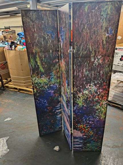 Monet 'The Artist's Garden at Giverny' 3-Panel Room Divider. A three ...