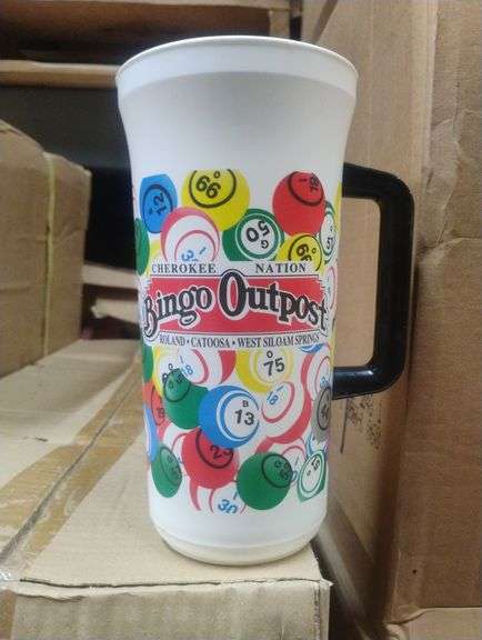 Cherokee Nation Bingo Outpost Promotional Mug. A promotional white ...