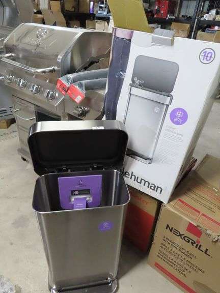 45L Rectangular Step Kitchen Trash Can with Liner Pocket, Brushed ...
