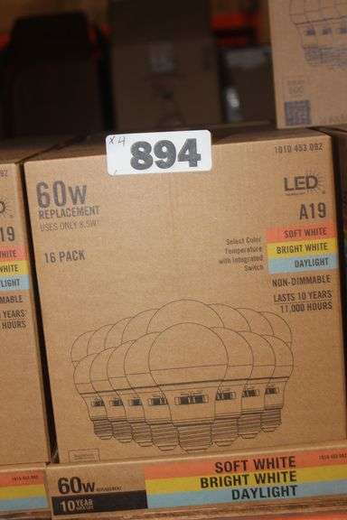 60-Watt Equivalent A19 Non-Dimmable LED Light Bulb 3 CCT (16-Pack ...