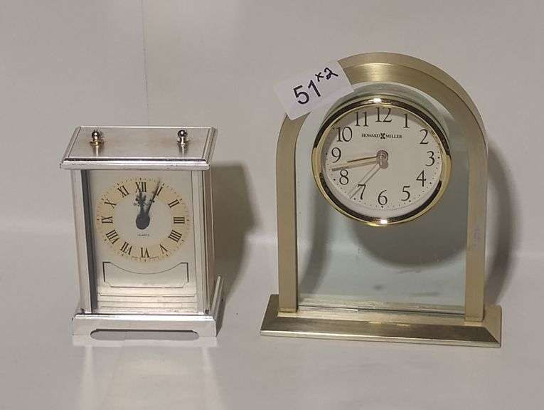 Howard Miller and Bulova Quartz Desk Clocks Set. A pair of decorative ...