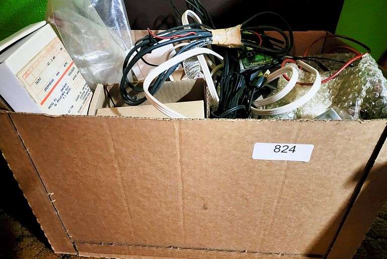 Miscellaneous Box of Cables and Electronic Components. This item is a collection of various ...