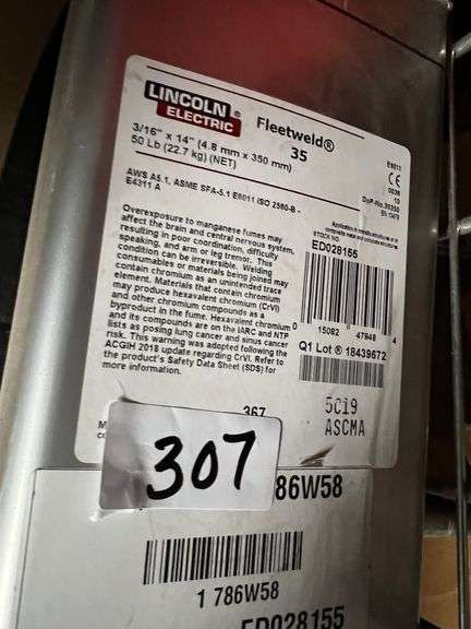 LINCOLN ELECTRIC 3 1/16 X 4" FLEETWELD 35 WELDING RODS ED028155 FULL ...