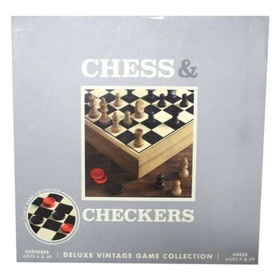 Chess & Checkers Game Set Deluxe Vintage Game Collection Wood Gift ...