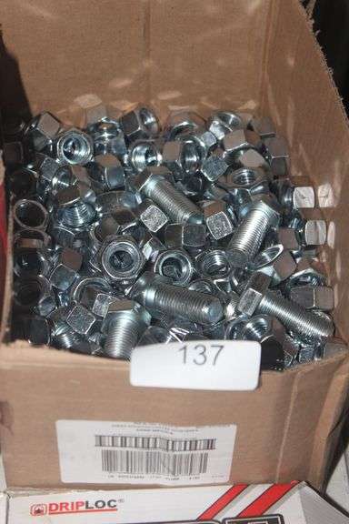 BOX LOT OF LARGE NUTS AND BOLTS - Auction HUB Texas