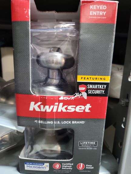 Kwikset Juno Satin Nickel Entry Door Knob Featuring SmartKey Security with Microban ...