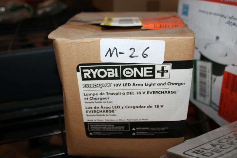 Ryobi 18-Volt One+ Cordless Evercharge Led Area Light And Wall Mount Adaptor Charger (Tool Only ...