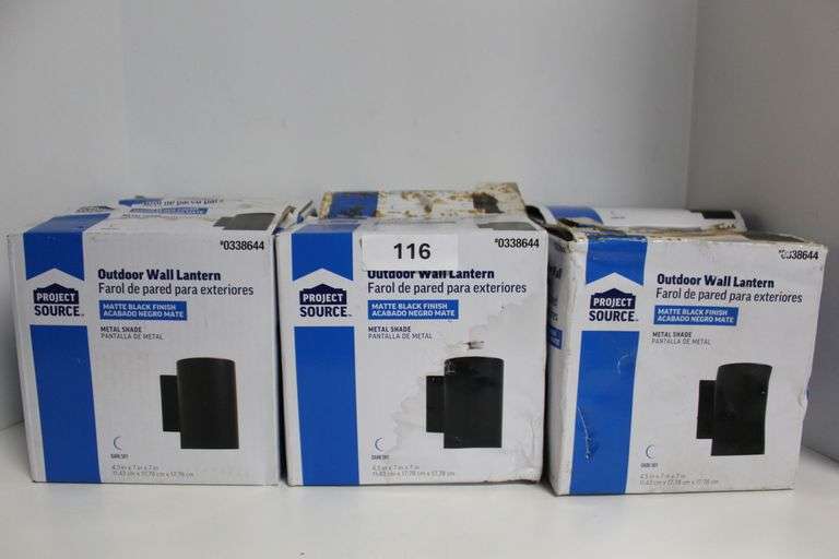 LOWES PROJECT SOURCE OUTDOOR WALL LANTERN #0338644 METAL SHADE MATTE ...