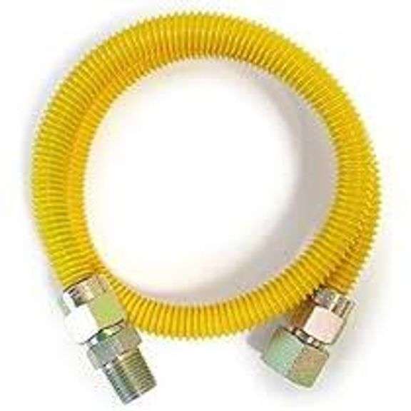 Ez-Fluid 24" S.S Corrugated Yellow Epoxy Coated 3/4"Mip X 3/4"Fip(5/8 ...