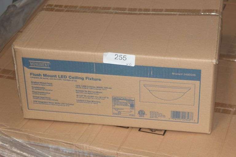 MONUMENT 2480046 LED FLUSH MOUNT CEILING FIXTURE, BRUSHED NICKEL, 16-1/ ...