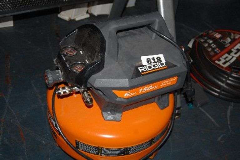 RIDGID 6 GALLON 150PSI PANCAKE AIR COMPRESSOR - Auction HUB Texas