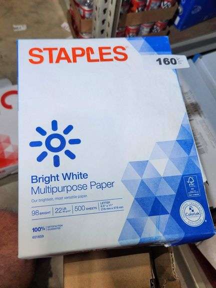 STAPLES BRIGHT WHITE MULTI-PURPOSE PAPER EIGHT AND A HALF INCH X 11 ...